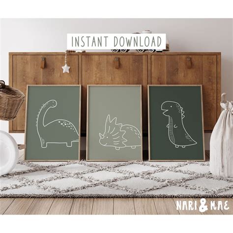 Dinosaur Print Set Dinosaur Decor Dinosaur Nursery Set Dinosaur Room