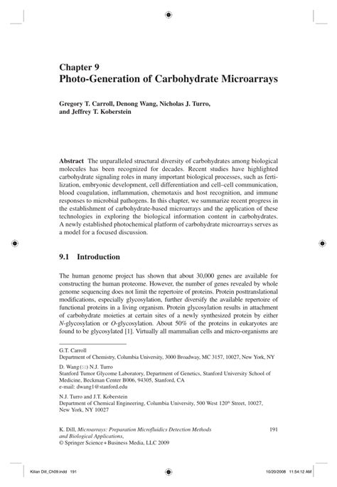 Pdf Photo Generation Of Carbohydrate Microarrays