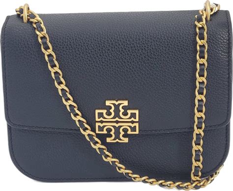 Tory Burch 140987 Britten Black Pebbled Leather With Gold Hardware