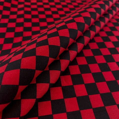 Black And Red Checkered Print 100 Cotton Geometric Fabric 5860 Wide