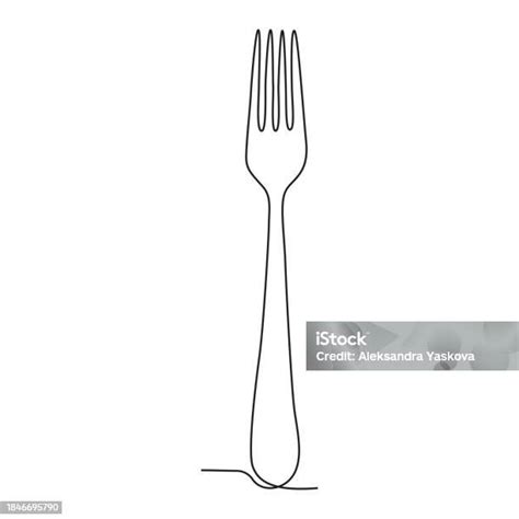 포크의 연속 선화 1개 편집 가능한 획 낙서 벡터 일러스트 레이 션 외형선에 대한 스톡 벡터 아트 및 기타 이미지 외형선 포크 그릇 Istock