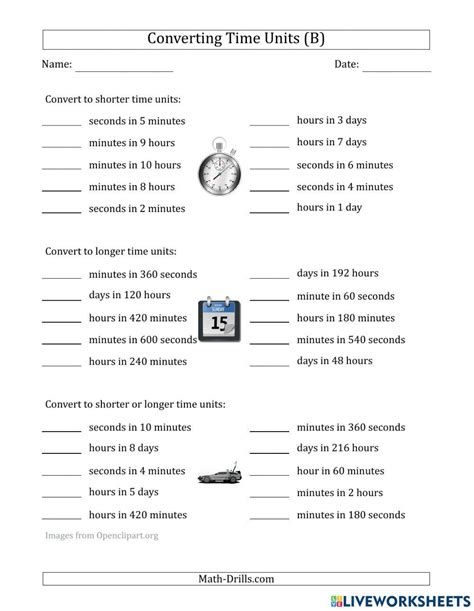 Time Conversion Online Exercise For Live Worksheets