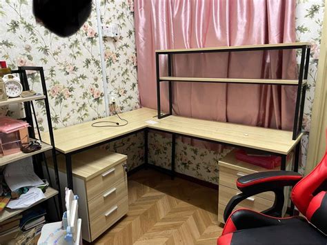 L Shape Study Table With Rack Furniture Home Living Furniture Tables Sets On Carousell