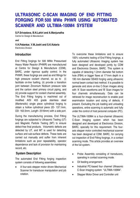 Ultrasonic C Scan Imaging Of End Fitting Forging Barc
