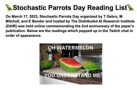 Stochastic Parrots Day Dair