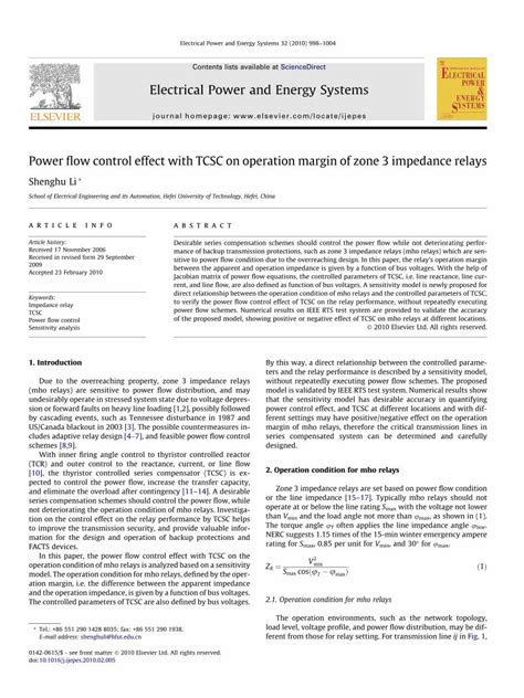 (PDF) Power flow control effect with TCSC on operation margin of zone 3 ...