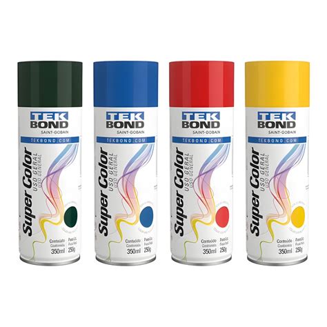 Tinta Spray Super Color Tekbond 350ml250g Uso Geral Mundo Do Artista