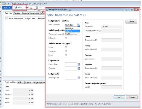 Dynamics Ax Concoction Ax2012 Post Costs For A Project Using X Code