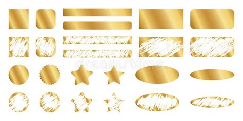 Set Of Golden Scratchcard Surfaces In Square And Circle Rectangle And Oval Star Forms With New