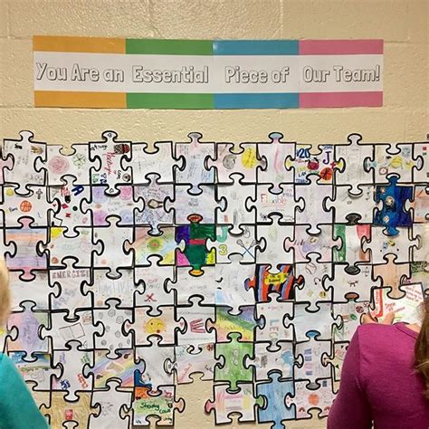 Puzzle Piece Mural School Team Building Classroom Expectations Teacher Encouragement