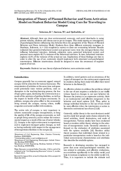 Pdf Integration Of Theory Of Planned Behavior And Norm Activation