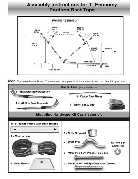 Pontoon Bimini Top Parts