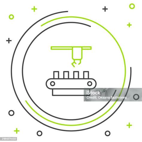 Line Factory Conveyor System Belt Icon Isolated On White Background Robot Industry Concept