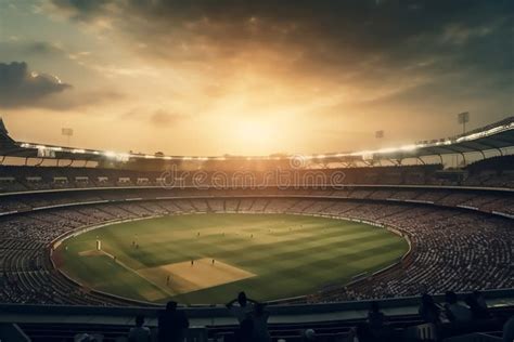 A Stunning Large Cricket Stadium Outdoor View Stock Illustration