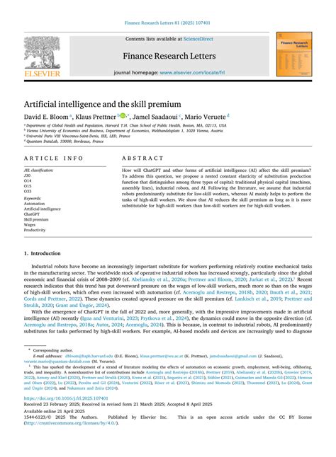 Pdf Artificial Intelligence And The Skill Premium