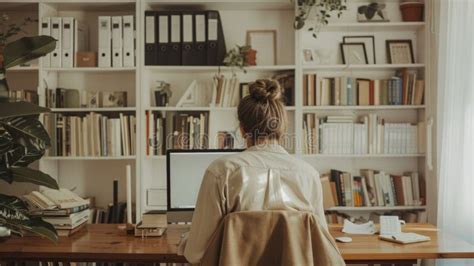 A Remote Worker Is Focused On Tasks Working With A Computer In A