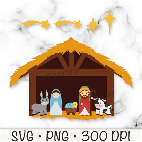 Nativity Scene Clipart Svg Png Digital Download Etsy