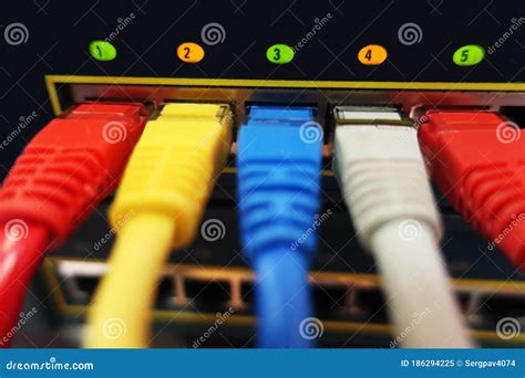Patch Cords Included In The Switch Stock Image Image Of Area Datacenter 186294225