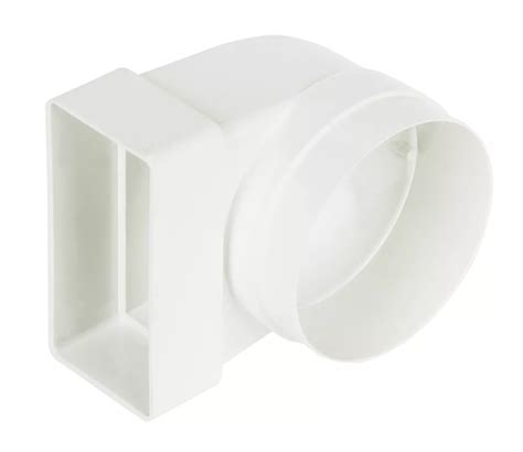 Manrose Round To Rectangular Connector Elbow 90 Bend Adaptor White 100mm Screwfix