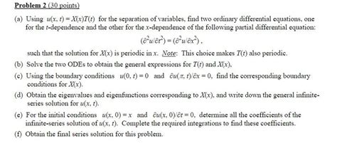 Solved Problem Points A Using U X T X X T T Chegg Com