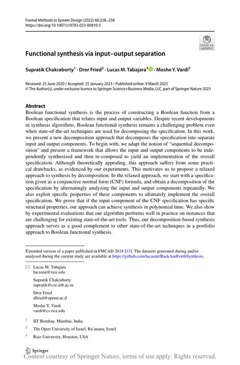 Functional Synthesis Via Inputoutput Separation Request Pdf