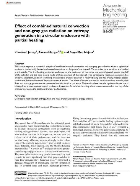 Pdf Effect Of Combined Natural Convection And Non Gray Gas Radiation