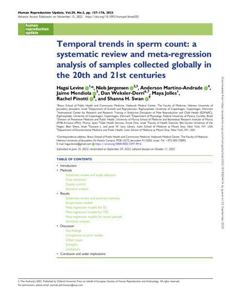 Levine H Et Al 2023 Temporal Trends In Sperm Count Pdf Meta