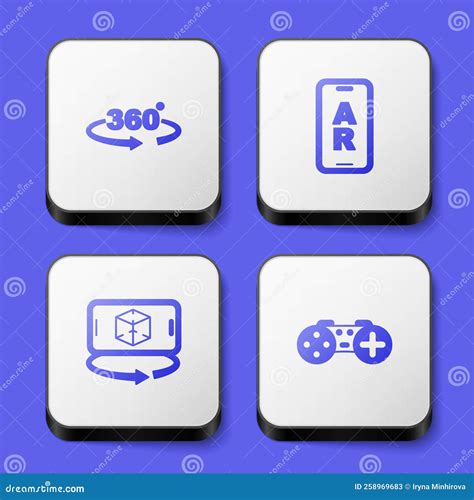 Set 360 Degree View Augmented Reality Ar 3d Modeling And Gamepad Icon