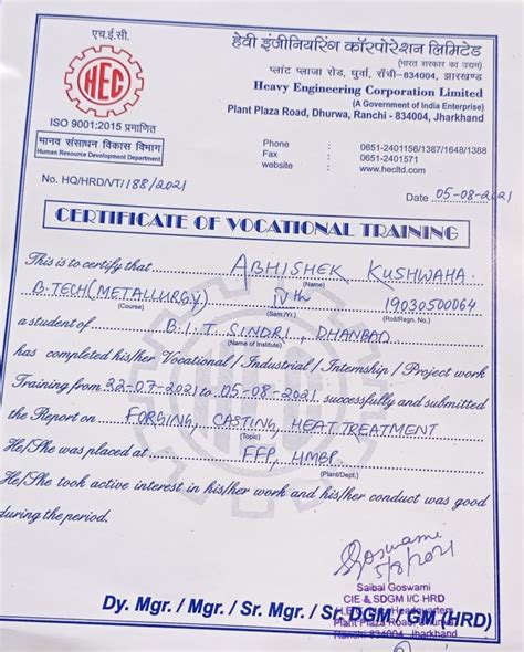 Abhishek Kushwaha On Linkedin Internship Metallurgy Engineering