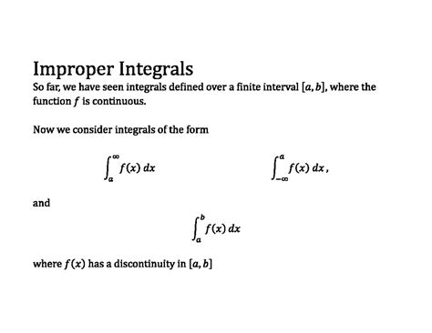 Section 78 Improper Integrals Convergence And Divergence Analysis
