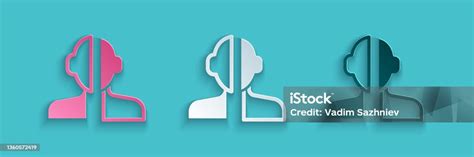 종이 는 파란색 배경에 격리 양극성 장애 아이콘을 잘라 종이 아트 스타일 벡터 3차원 형태에 대한 스톡 벡터 아트 및 기타