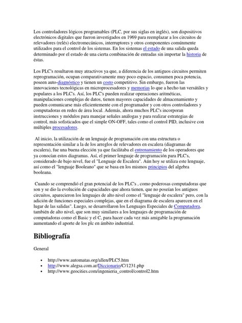 Los Controladores Lógicos Programables Pdf Controlador Lógico Programable Lenguaje De