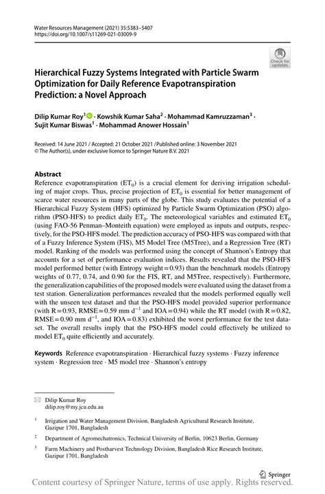Hierarchical Fuzzy Systems Integrated With Particle Swarm Optimization For Daily Reference