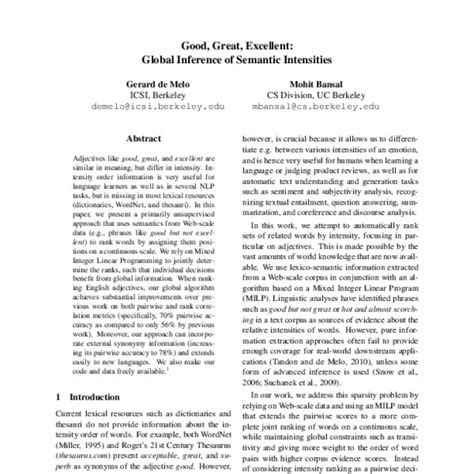 Good Great Excellent Global Inference Of Semantic Intensities Acl Anthology