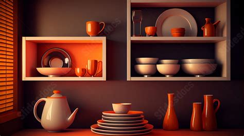 무료 영양가 있는 식사 선택을 장려하는 현대적인 주방 환경에 배열된 생동감 넘치는 야채 3d 그림 Ppt 배경 Slidesdocs