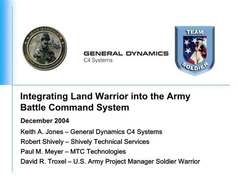 Ppt Integrating Land Warrior Into The Army Battle Command System
