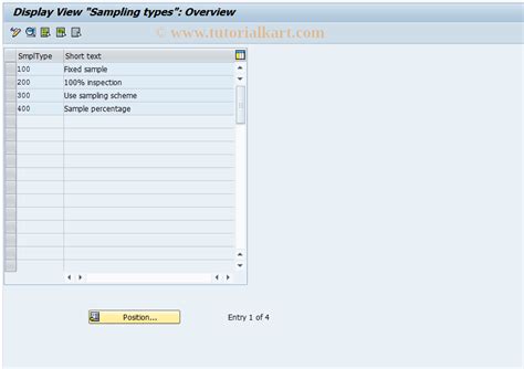 QDA3 SAP Tcode Display Sampling Type