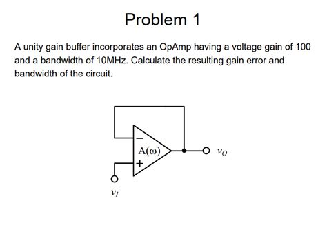 Solved A Unity Gain Buffer Incorporates An OpAmp Having A Chegg Com