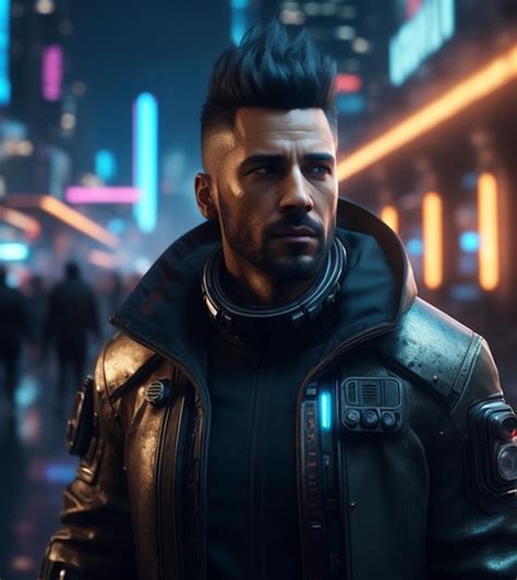 Premium Ai Image A Man With A Mohawk And A Beard Stands In Front Of A