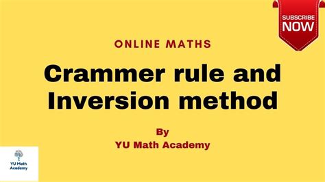 Cramers Rule And Matrix Inversion Method At Frank Middleton Blog