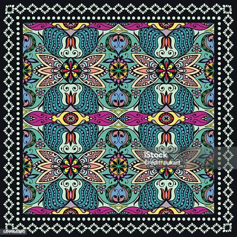 레이스 프레임 장식 기하학적 패턴 반다나 숄 패브릭 프린트 0명에 대한 스톡 벡터 아트 및 기타 이미지 0명 꽃무늬 배경 주제 Istock