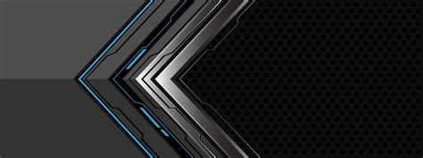 Abstract Silver Arrow Cyber Direction Geometric On White Blue Light With Dark Grey Circle Mesh