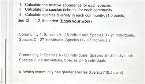 Solved Calculate The Relative Abundance For Each