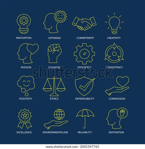 Core Values Line Icon Setvector Illustration Stock Vector Royalty Free Shutterstock