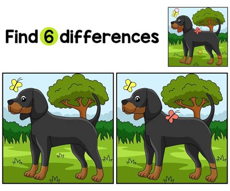 Premium Vector Find Or Spot The Differences On This Coonhound Dog