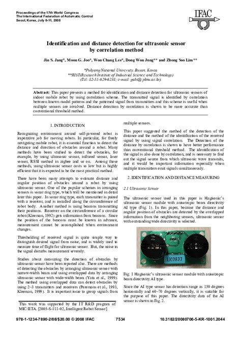 Pdf Identification And Distance Detection For Ultrasonic Sensor By Correlation Method