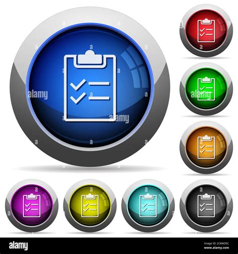 set of round glossy checklist buttons arranged layer structure stock vector image and art alamy