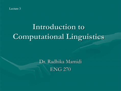 Ppt Computational Linguistics Understanding Semantics In Language Powerpoint Presentation