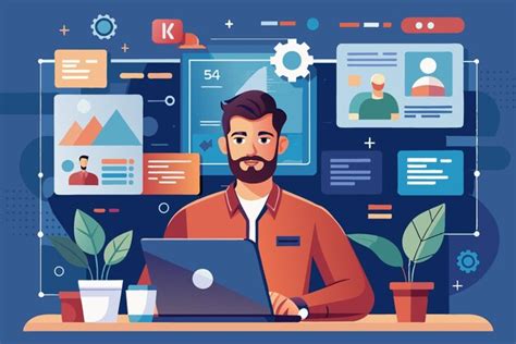 Flat Style Web Developer With Web Development Frameworks And Coding