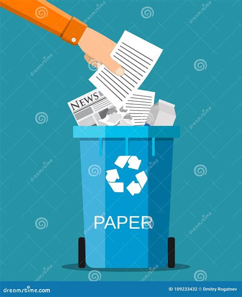 Man Hand Throws Garbage Into A Paper Container Stock Vector Illustration Of Pictogram
